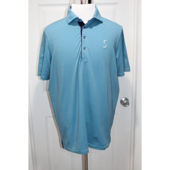 Grayson Threads | Shirts | Greyson Golf Mens Large Blue Striped Short Sleeve Golf Polo Shirt ...